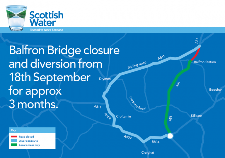 A81 closure at Balfron Station aqueduct - Strathblane Community Council